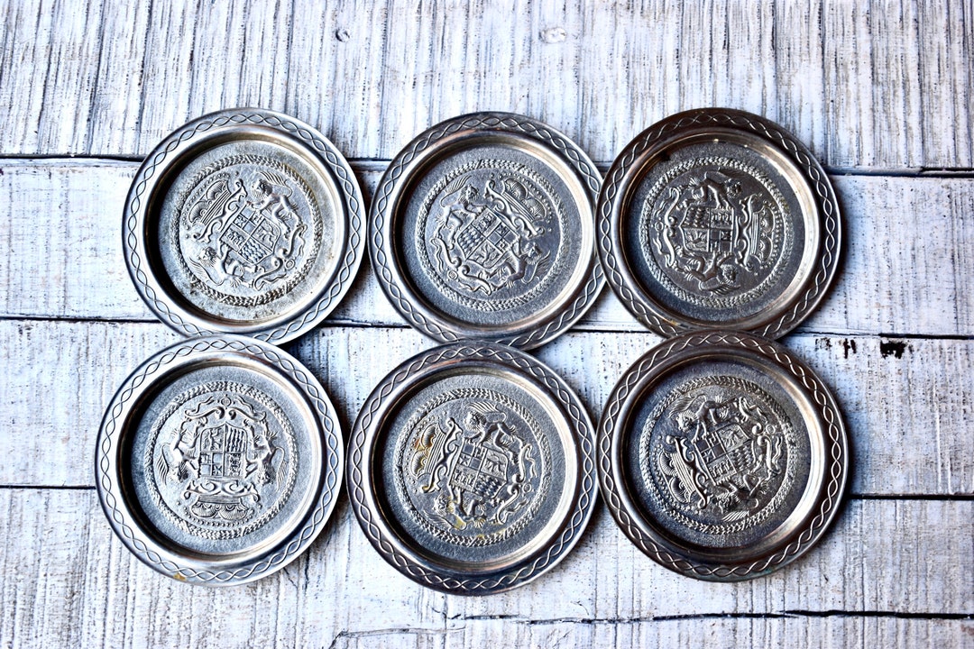 Vintage Small Zinc Plate Coasters Set Home Decor Table Rustic Decor - Etsy