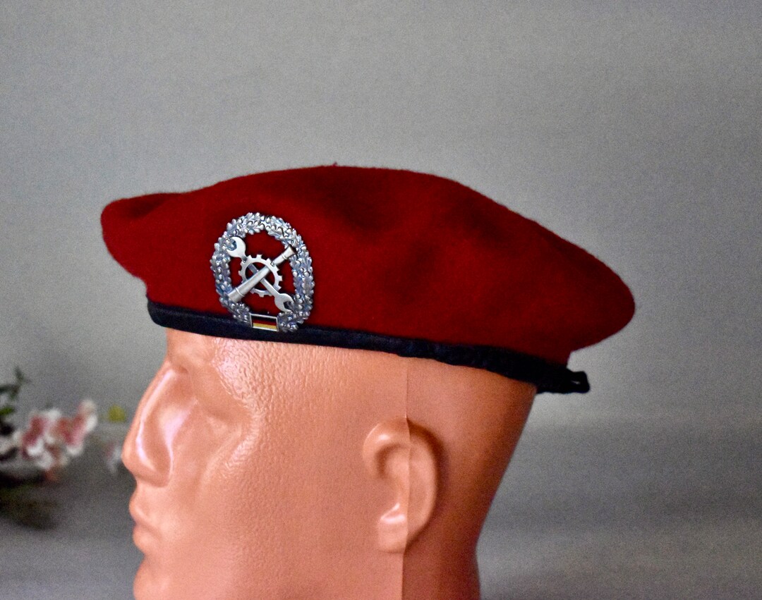 Vintage German Army Barrett Hat Red Wool Military Hat Engineering ...
