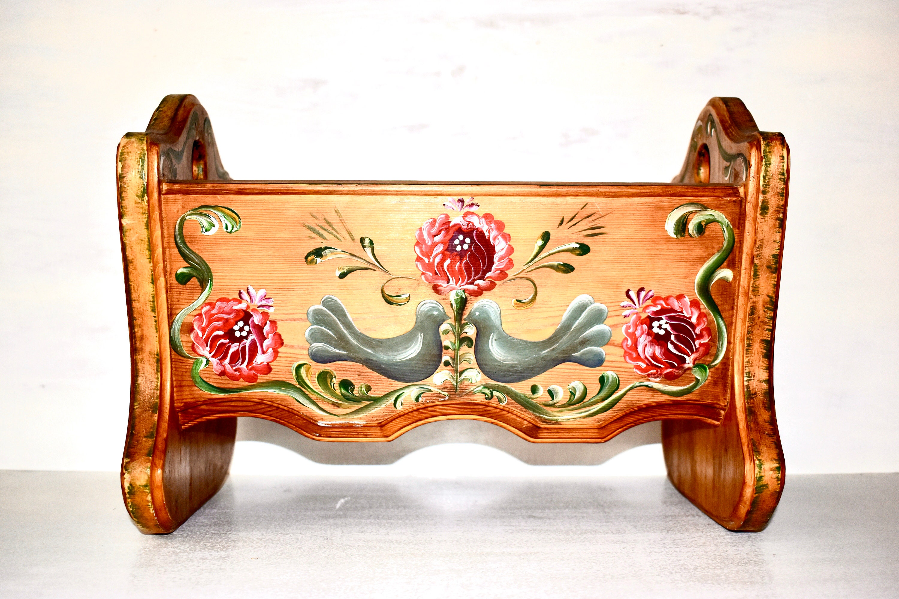 Vintage Bavarian Wooden Newspaper Stand Hand Painted German - Etsy