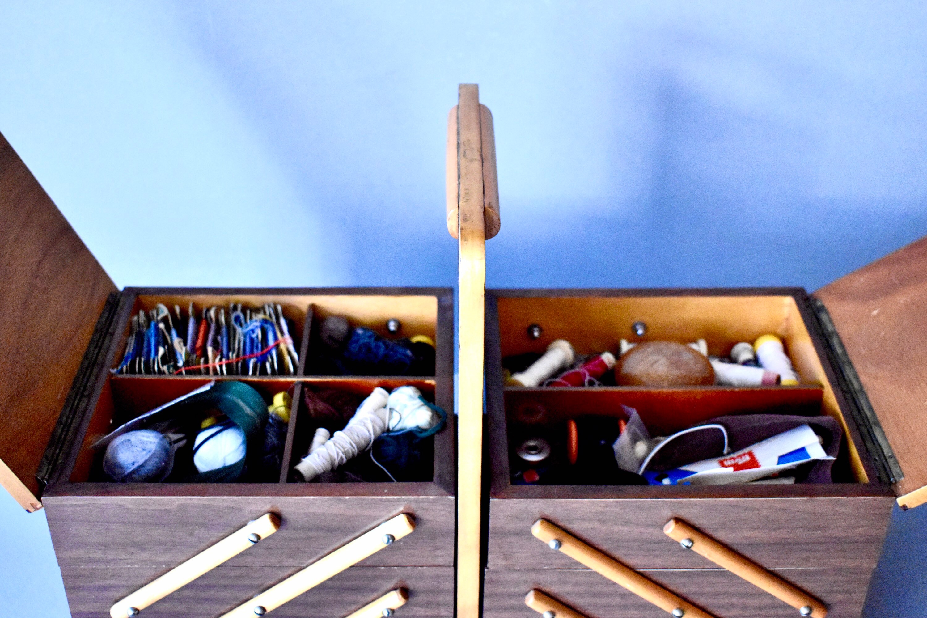 Vintage Wooden Sewing Box Sewing Organizer Sewing Tools - Etsy