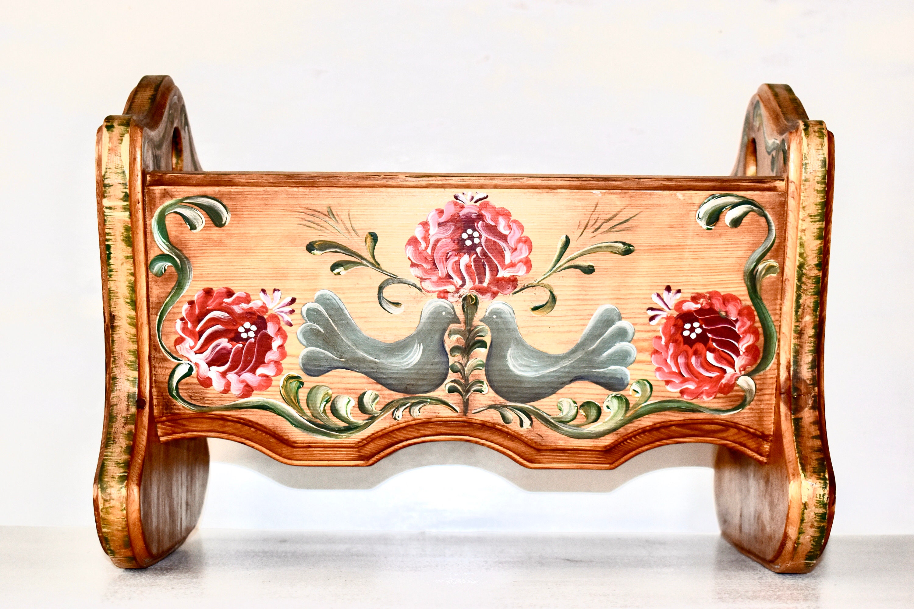 Vintage Bavarian Wooden Newspaper Stand Hand Painted German - Etsy