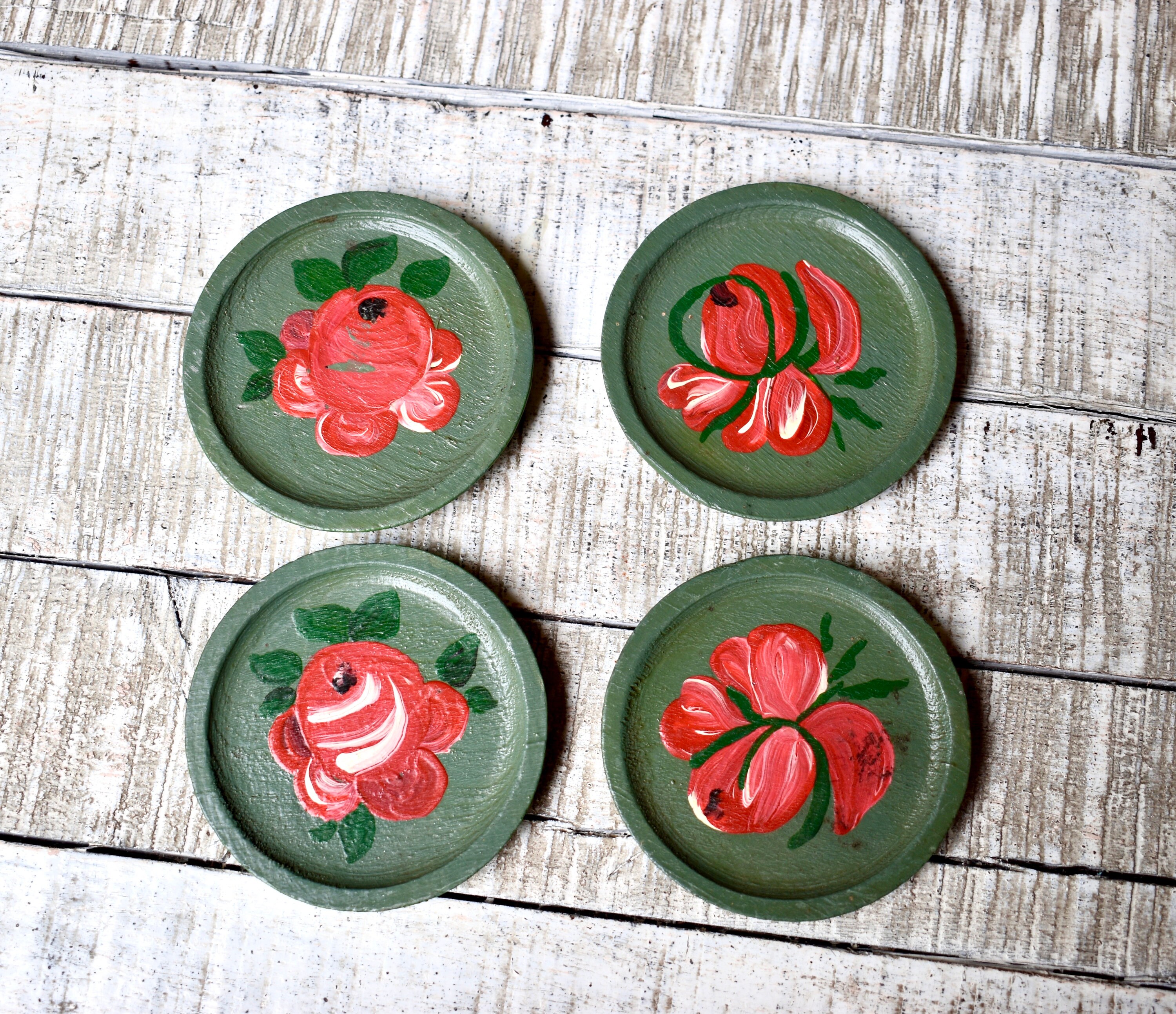 Vintage Wooden Coasters Bavarian Drink Coasters Home Decor Table Decor ...