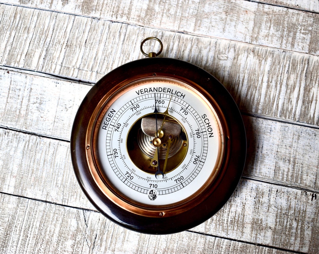 Vintage Wooden Barometer Meteorological Station Schiffsuhr Collectable ...