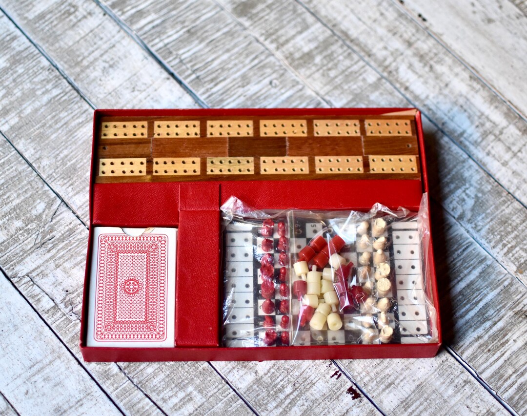 Vintage Game Set Chess Draughts Cribbage Retro Board Games - Etsy