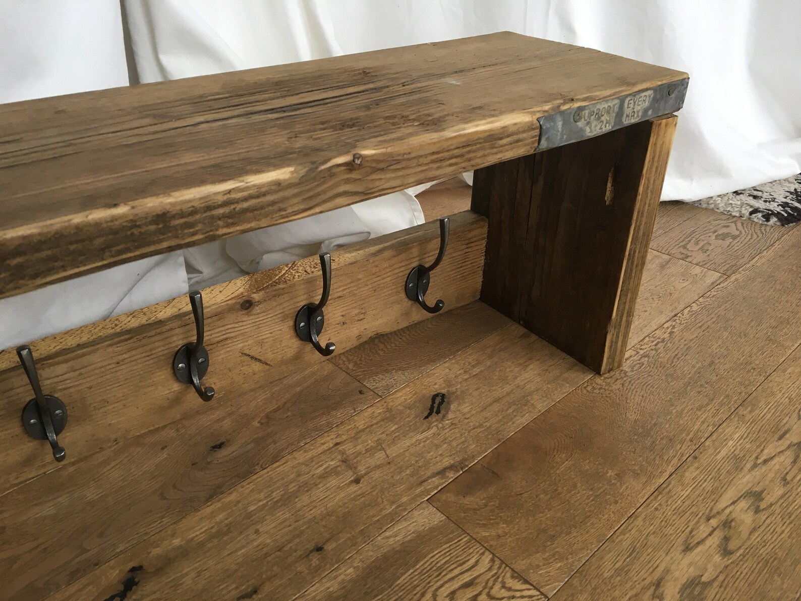 Recycled Wooden Scaffold Board Shelving Unit With Integrated Coat Rack ...