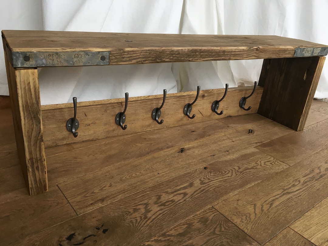 Recycled Wooden Scaffold Board Shelving Unit With Integrated Coat Rack ...
