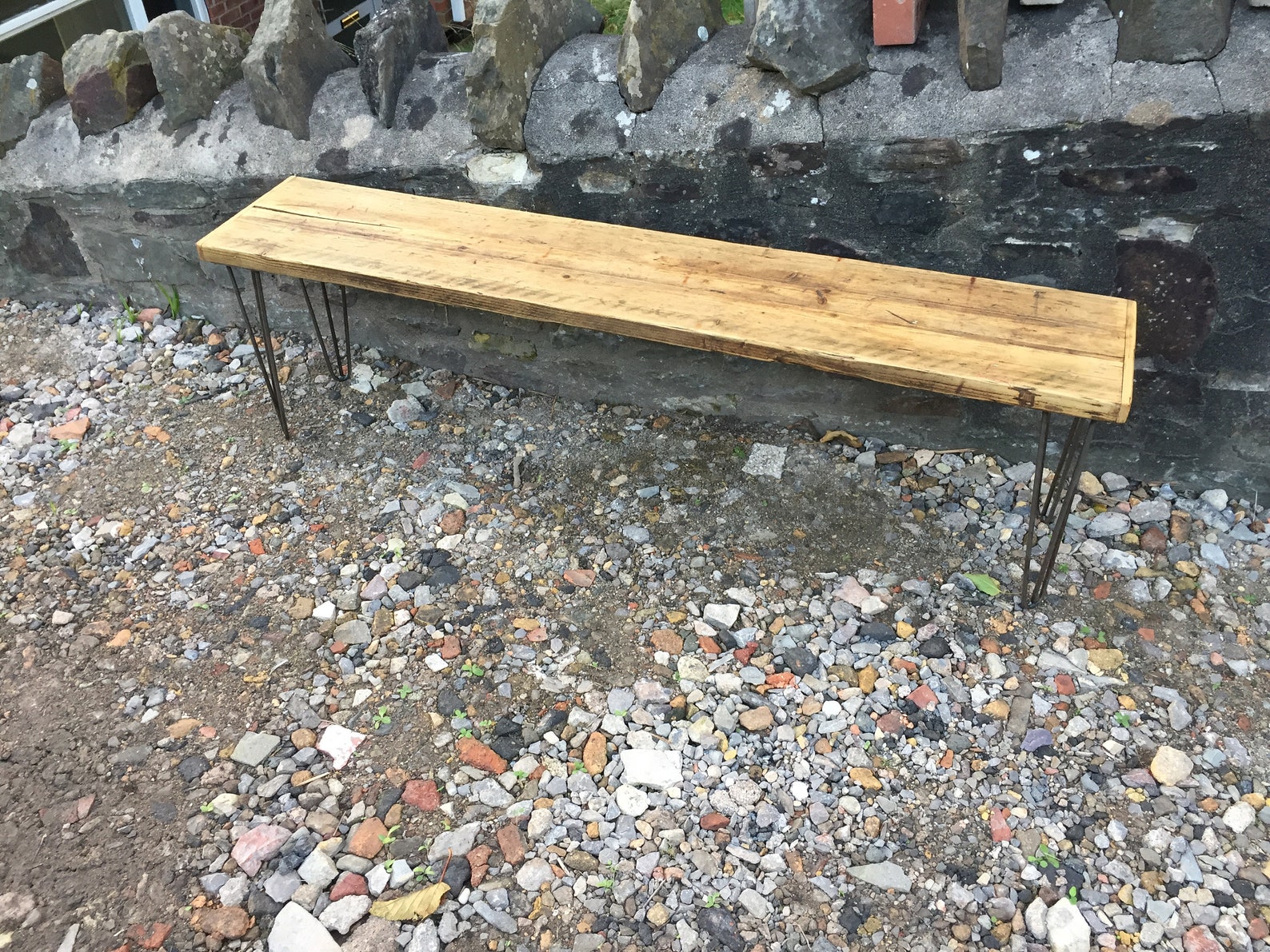 Reclaimed Scaffold Board Bench With Hairpin Legs. - Etsy