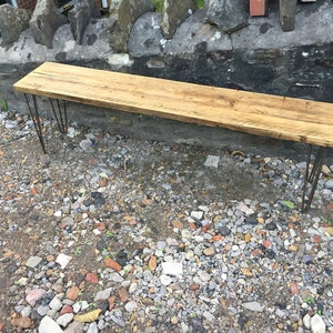 Reclaimed Scaffold Board Bench With Hairpin Legs. - Etsy UK