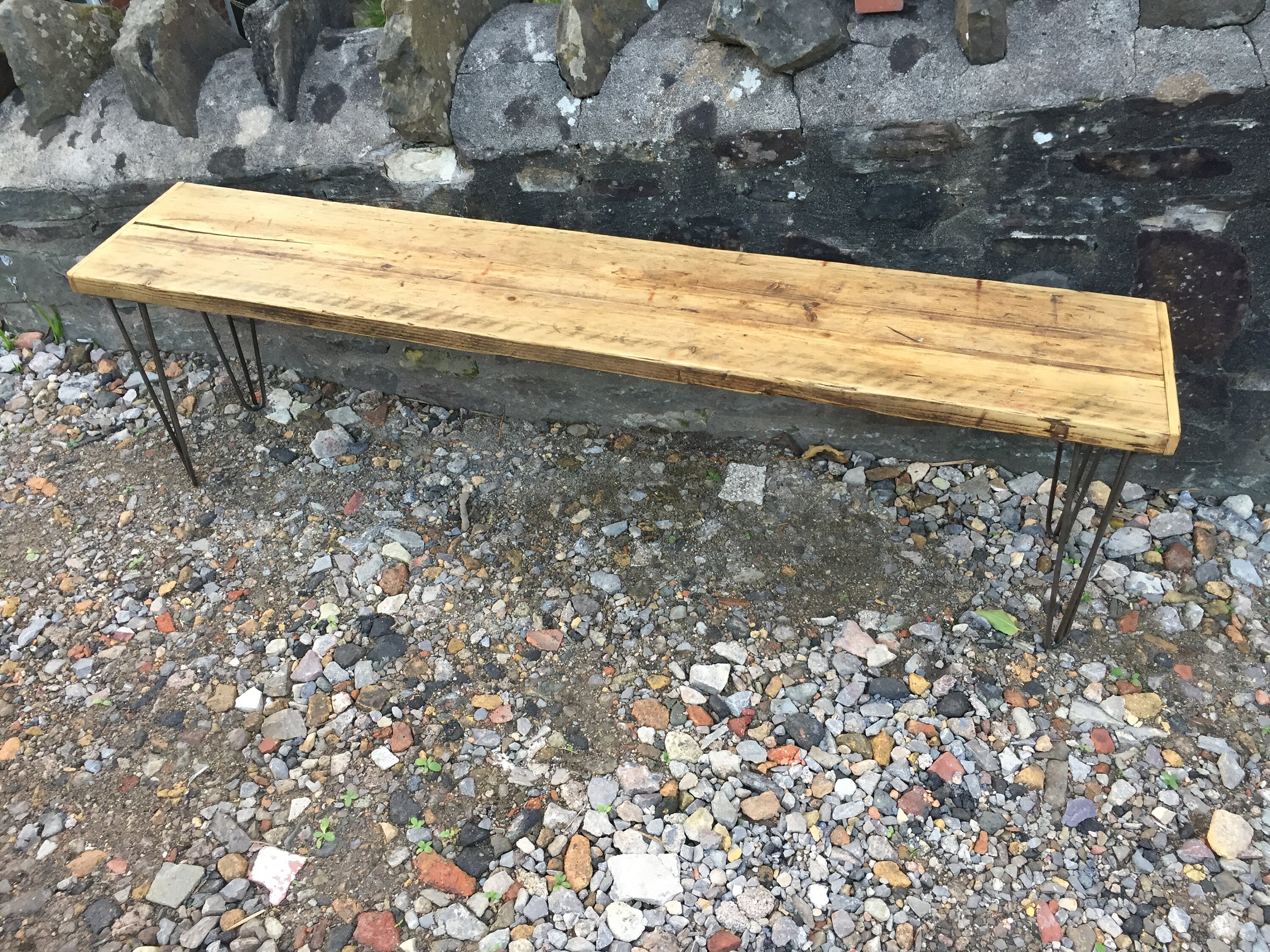 Reclaimed Scaffold Board Bench With Hairpin Legs. - Etsy UK