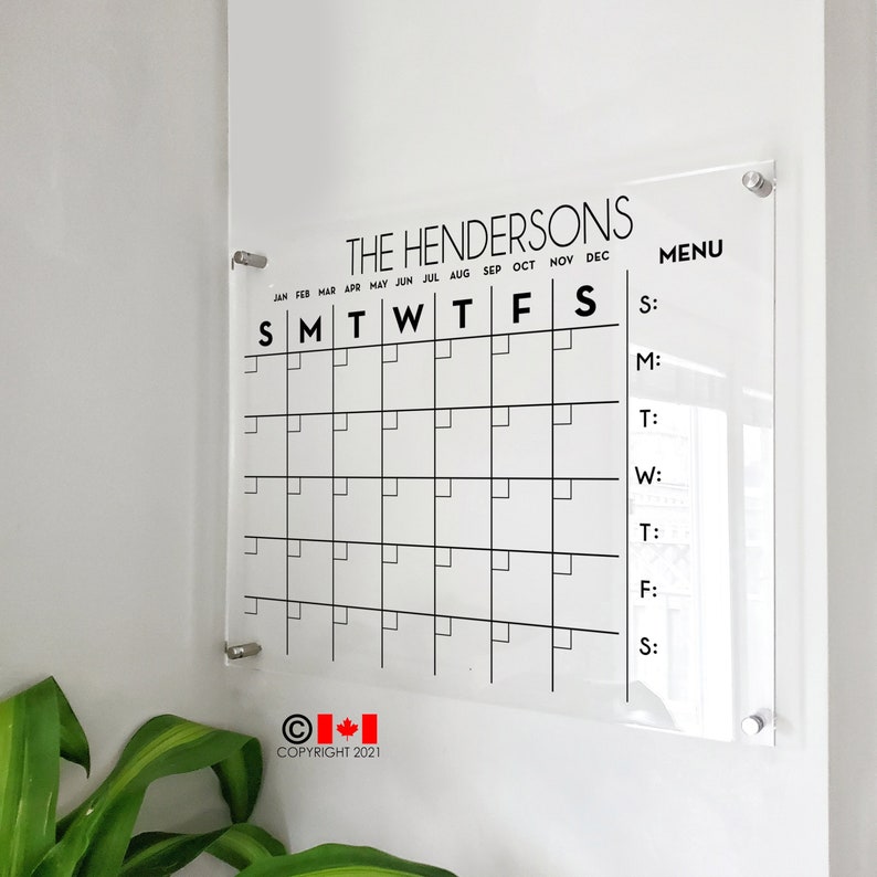 Monthly Acrylic Calendar for Wall, 2026 Planner, Dry Erase Calendar ...