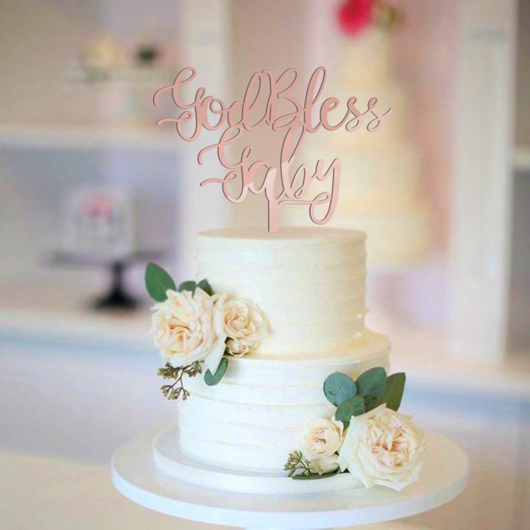 God Bless Cake Topper, Personalized God Bless Cake Topper, Baptism Cake ...