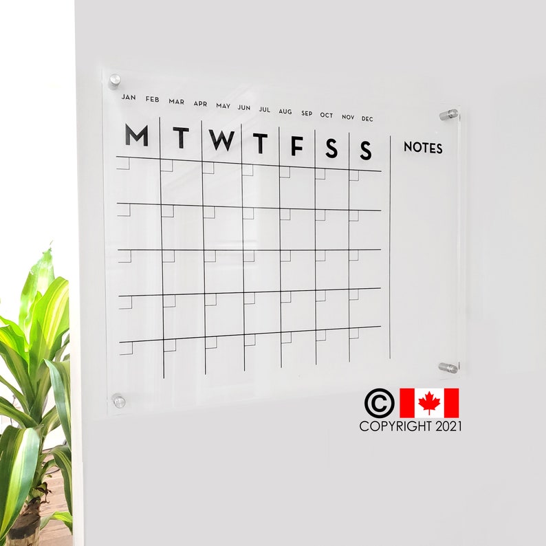 Monthly Acrylic Calendar for Wall, 2026 Planner, Dry Erase Calendar ...