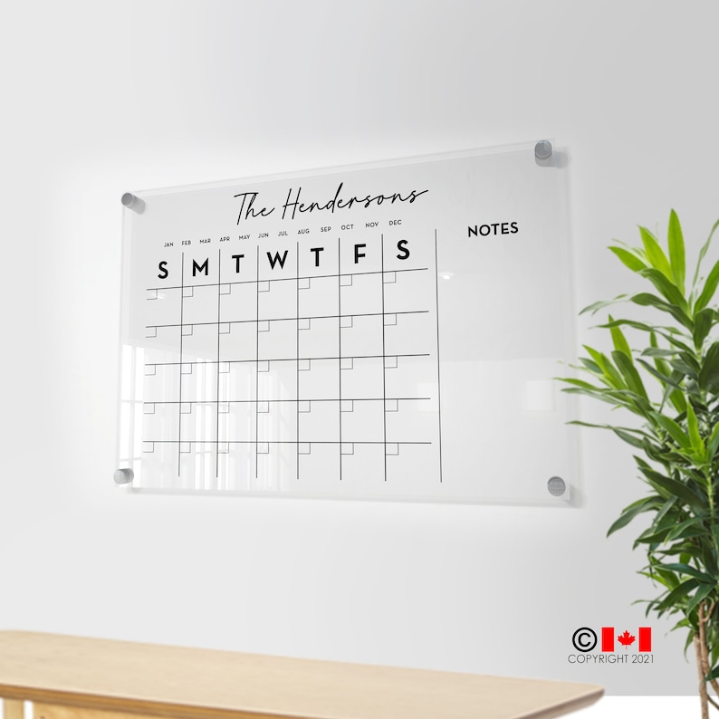 Monthly Acrylic Calendar for Wall, 2026 Planner, Dry Erase Calendar ...