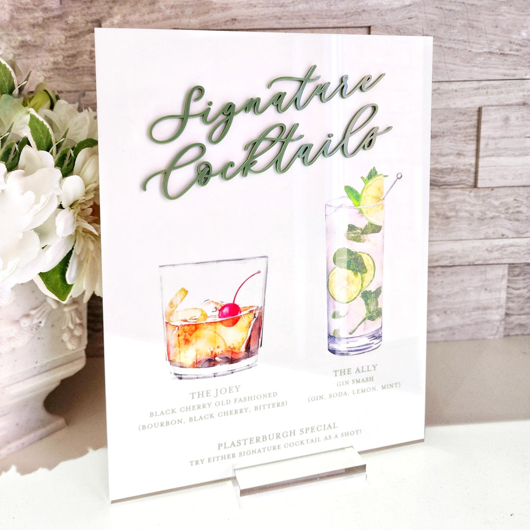 Custom Drink Sign - Bar Sign - Acrylic Sign - Wedding Sign - Drinks ...