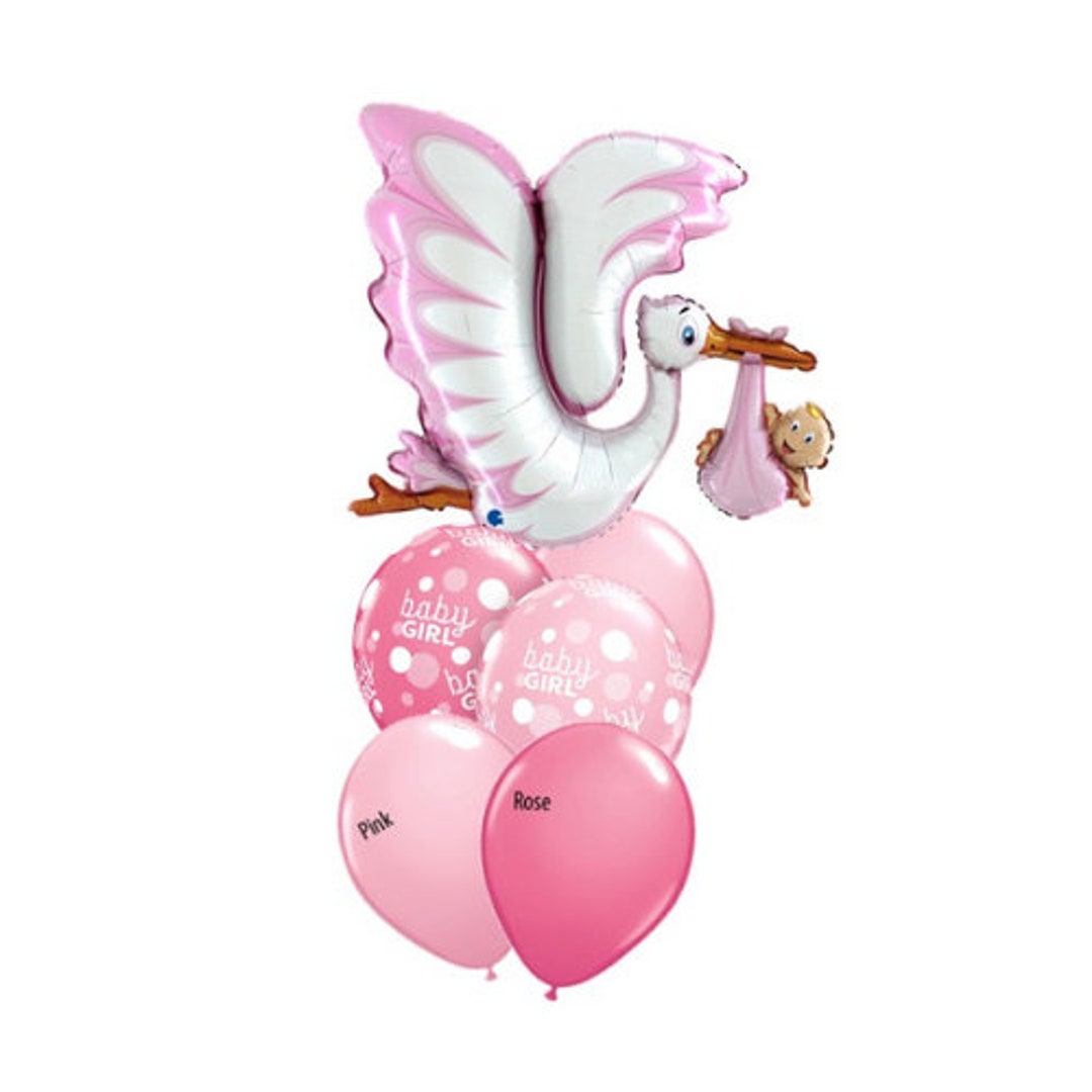 Baby Shower Girl Stork Balloon Bouquet - Etsy