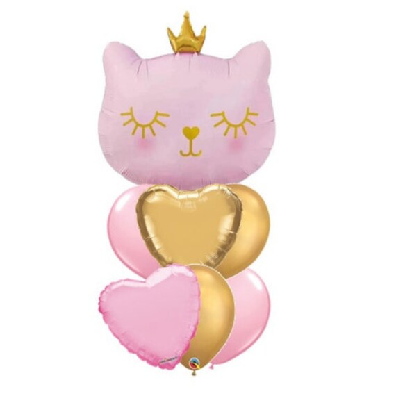 Pink Cat Princess Birthday Party Balloon Bouquet | Etsy