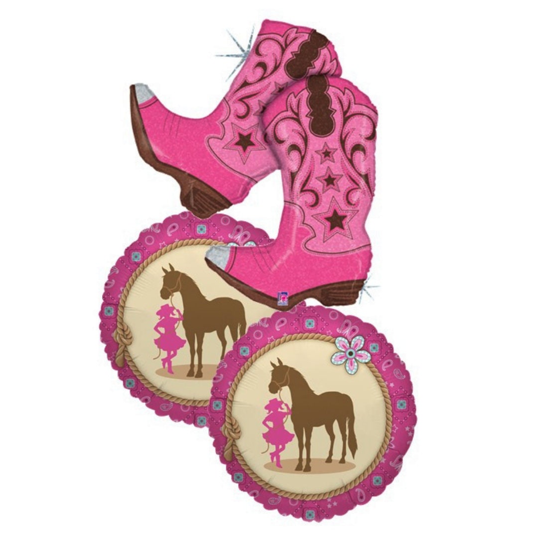 Cowboy Boot Balloon / Pink Cowgirl Boots Balloons Barn Girl Birthday ...