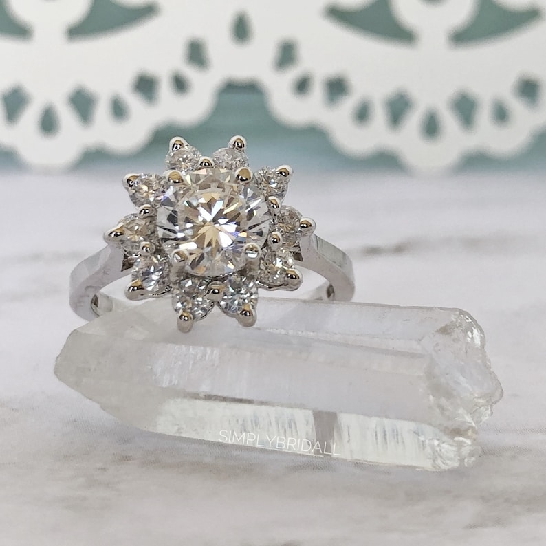 1.85ct Flower Diamond Engagement Ring Flower Wedding Ring - Etsy