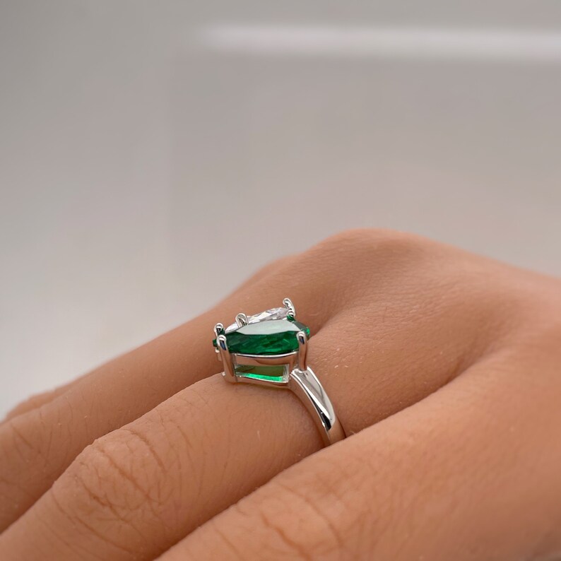 Double Stone Ring 2 Stone Engagement Ring Teardrop Cut Pear - Etsy