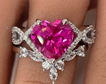 Pink Heart Wedding Ring - Etsy