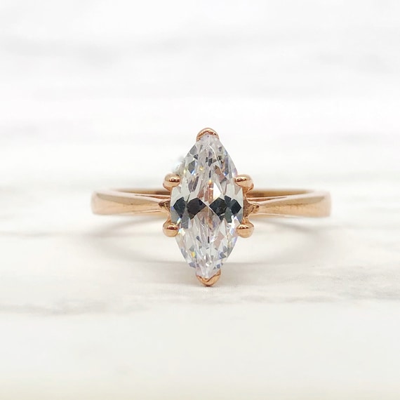 1.00ct Marquise Solitaire Engagement Ring Marquise Ring - Etsy
