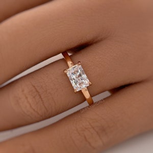 1.00ct Horizontal Radiant Diamond Ring, Radiant Cut Horizontal ...