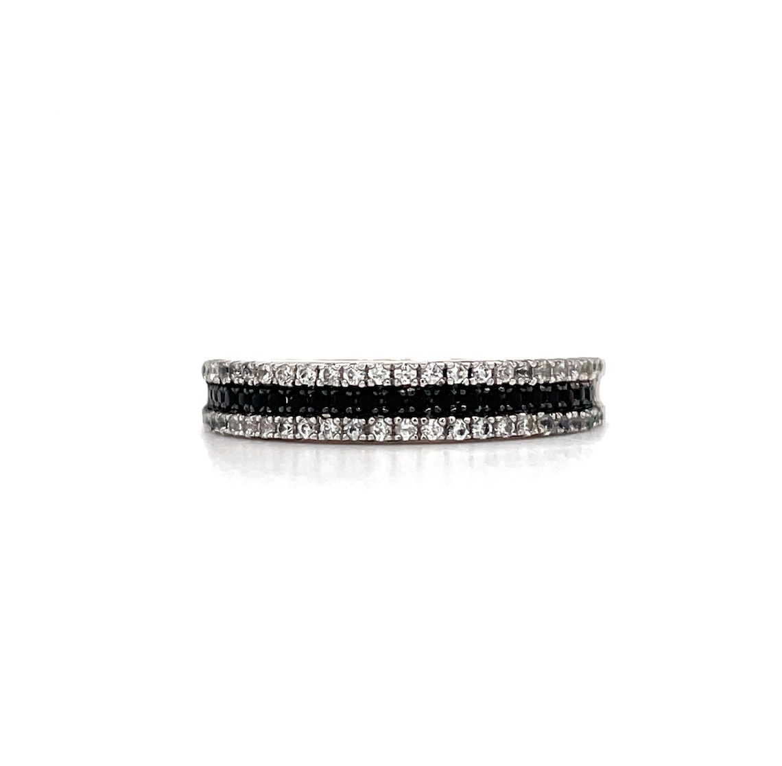 Black Diamond Band Black & White Diamond Ring Stackable - Etsy