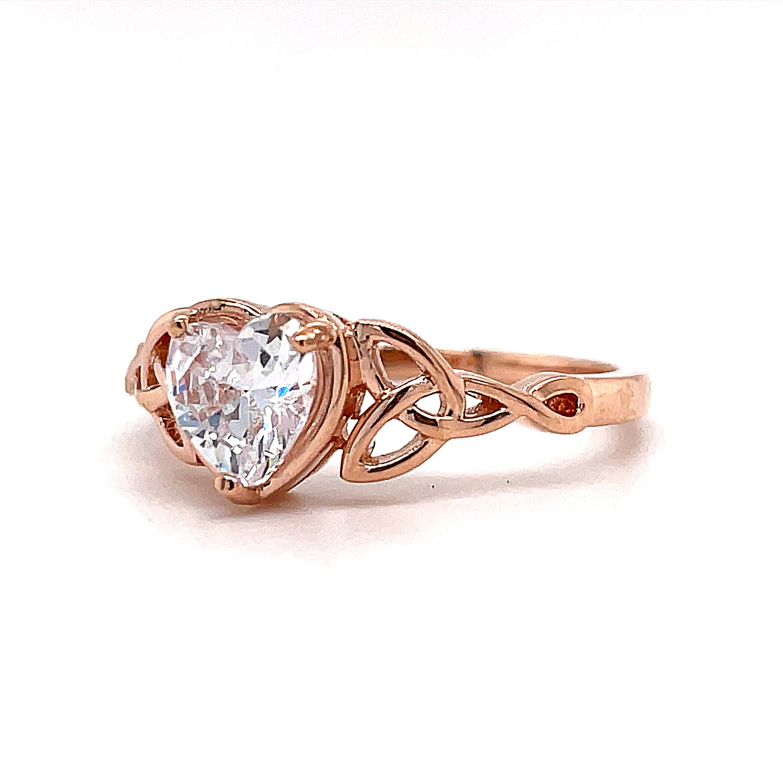 14k Heart Celtic Knot Promise Ring, 14k Real Gold Triquetra Ring ...