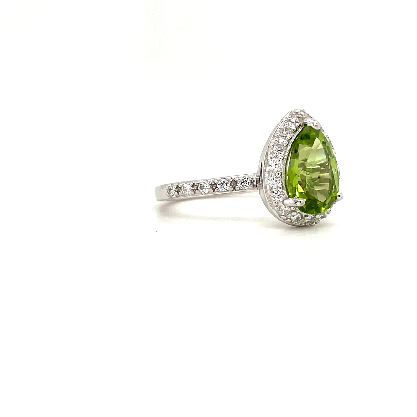 2.00ct Pear Shape Peridot Ring Set, Genuine Peridot, Teardrop Set ...