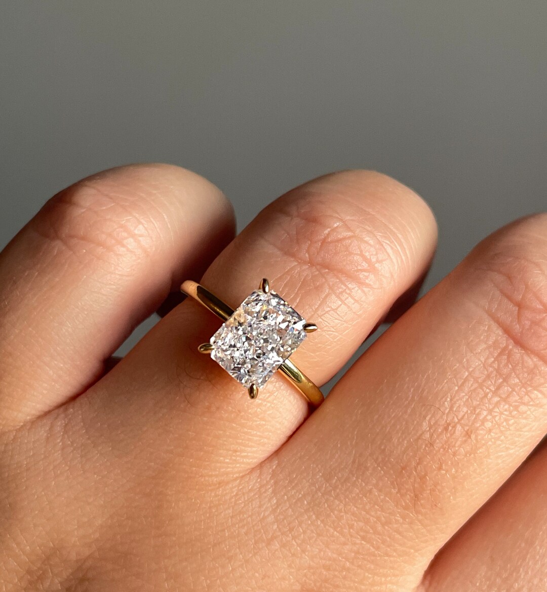 3.00ct Crushed Ice Engagement Ring, Radiant Cut Crushed Ice Solitaire ...