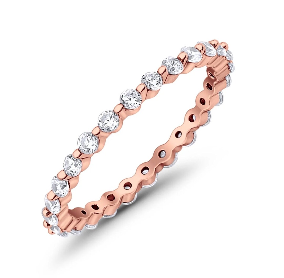 1.00ct Rose Gold Eternity Ring, Diamond Eternity Band, Rose Gold ...