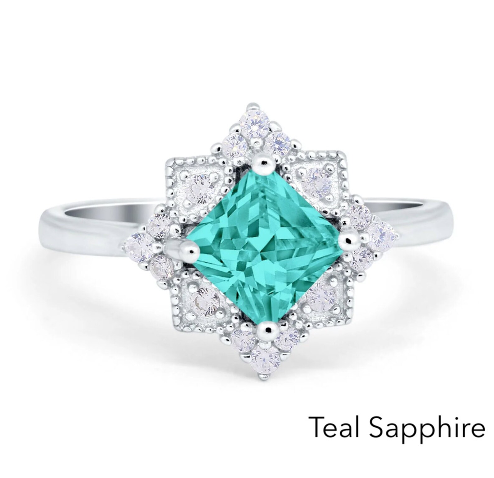 2.00ct Art Deco Ring Set Princess Cut Ring Set Square - Etsy