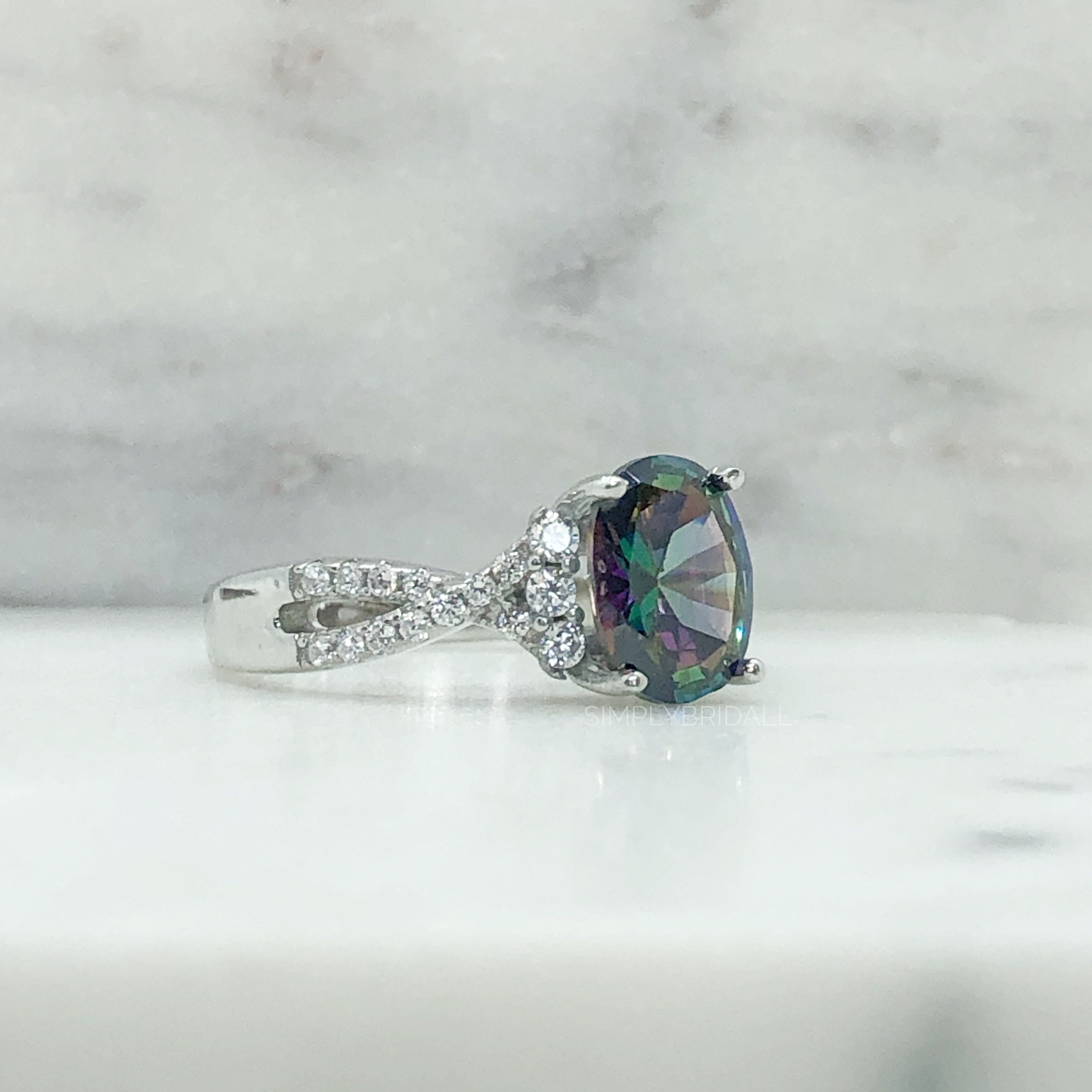 Oval Mystic Topaz Engagement Ring Rainbow Topaz Sterling - Etsy
