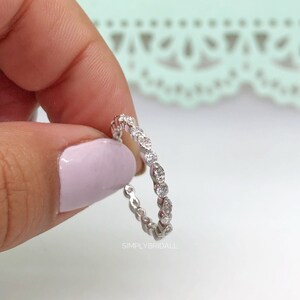 Micro Silver Art Deco Band Sterling Silver Wedding Band Small Dainty ...