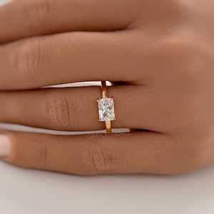 1.00ct Horizontal Radiant Diamond Ring, Radiant Cut Horizontal ...