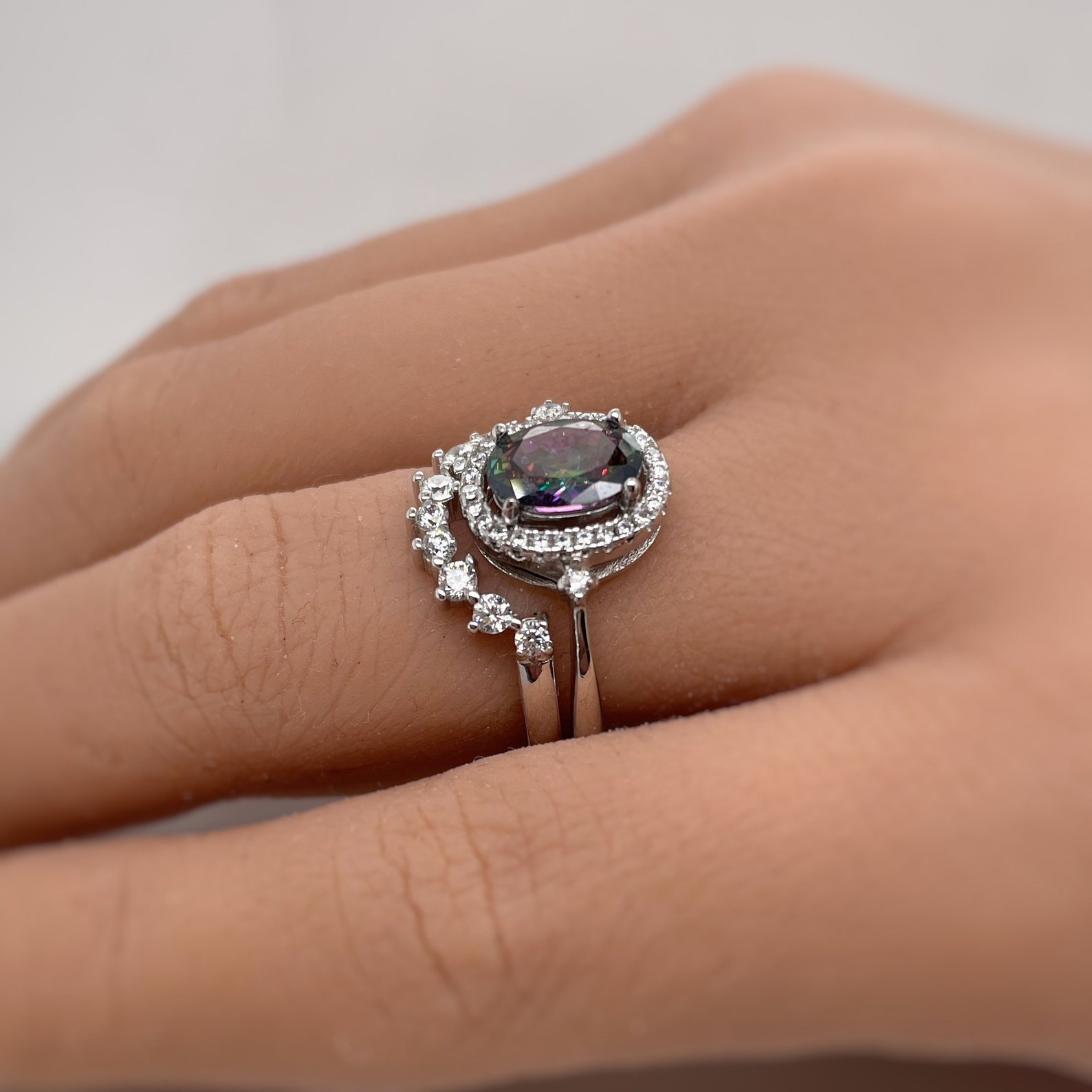 Curved Band Curved Ring for Set Fitted Ring Round Simulated - Etsy