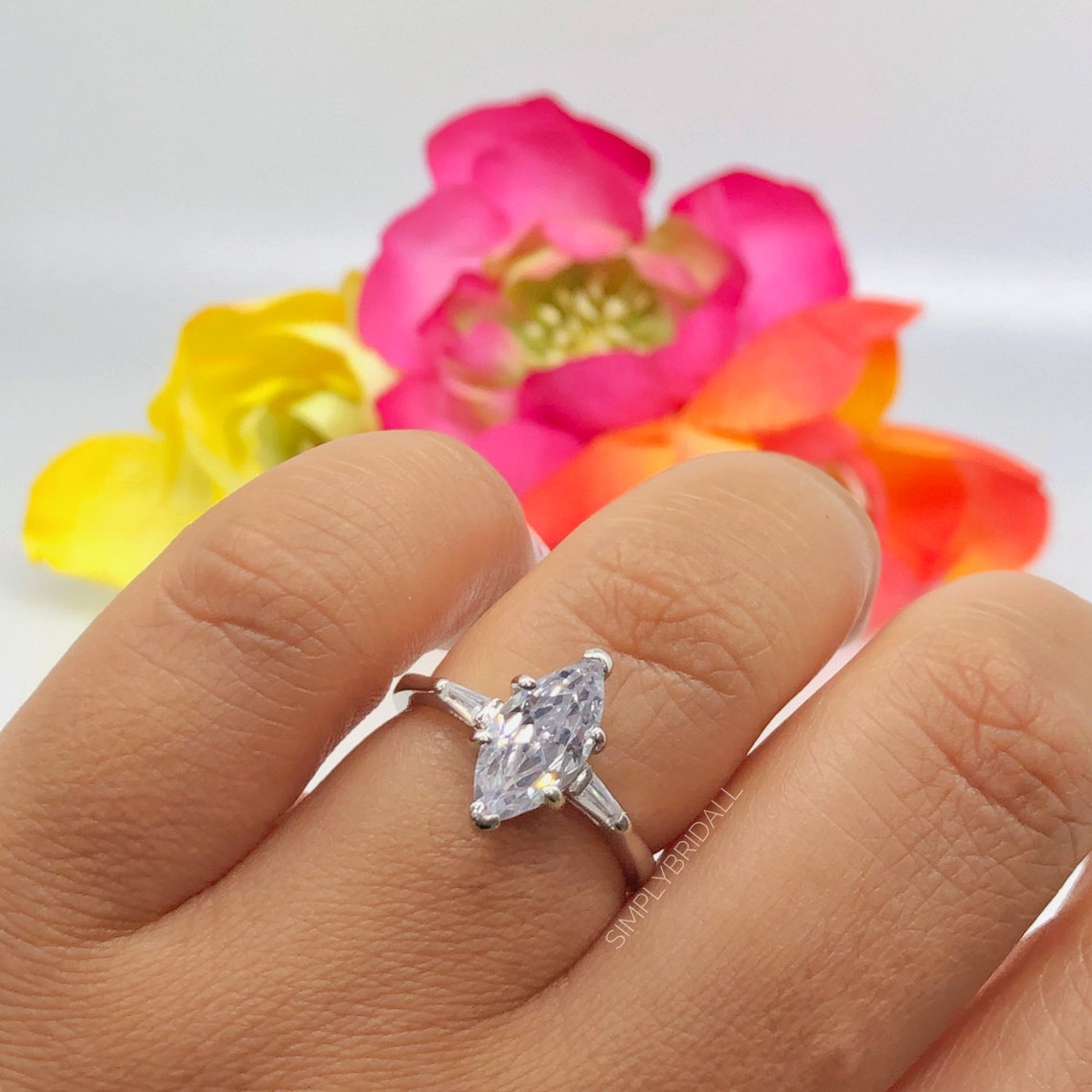 2.00ct Marquise Solitaire Engagement Ring Sterling Silver - Etsy