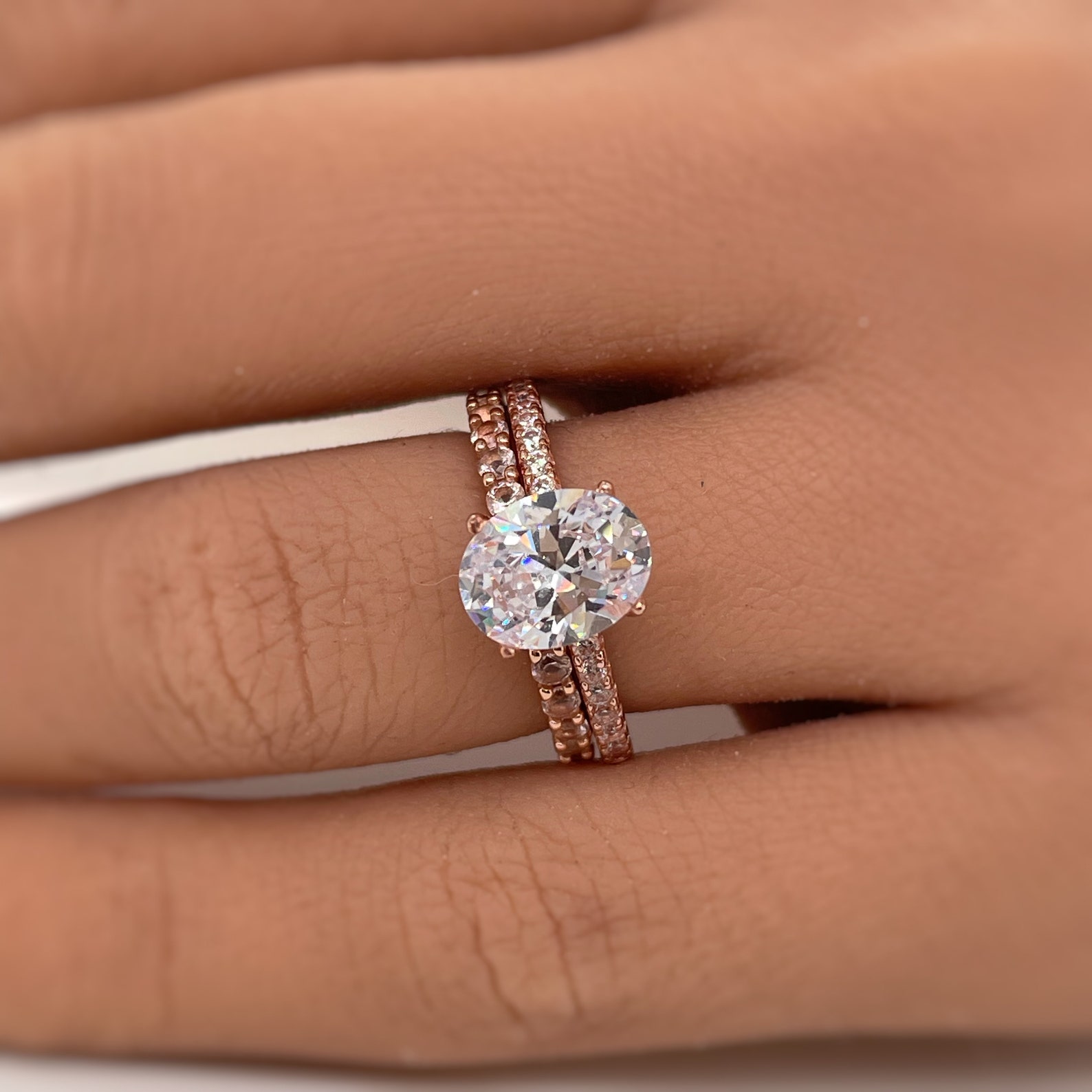 Morganite Rose Gold Eternity Band Stackable Morganite Band - Etsy