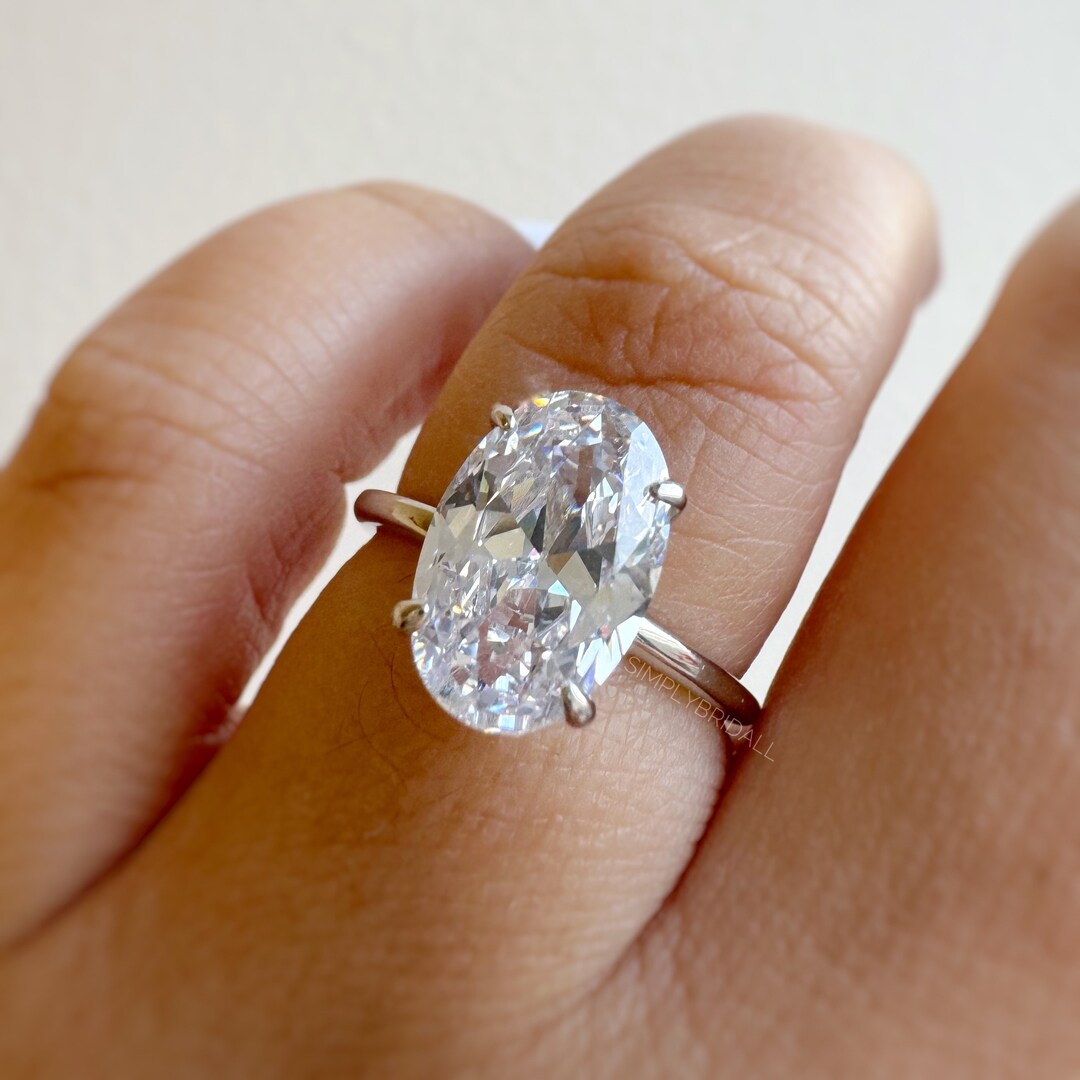 3.00ct Oval Diamond Engagement Ring, Elongated Oval Ring, 12x8 Oval ...