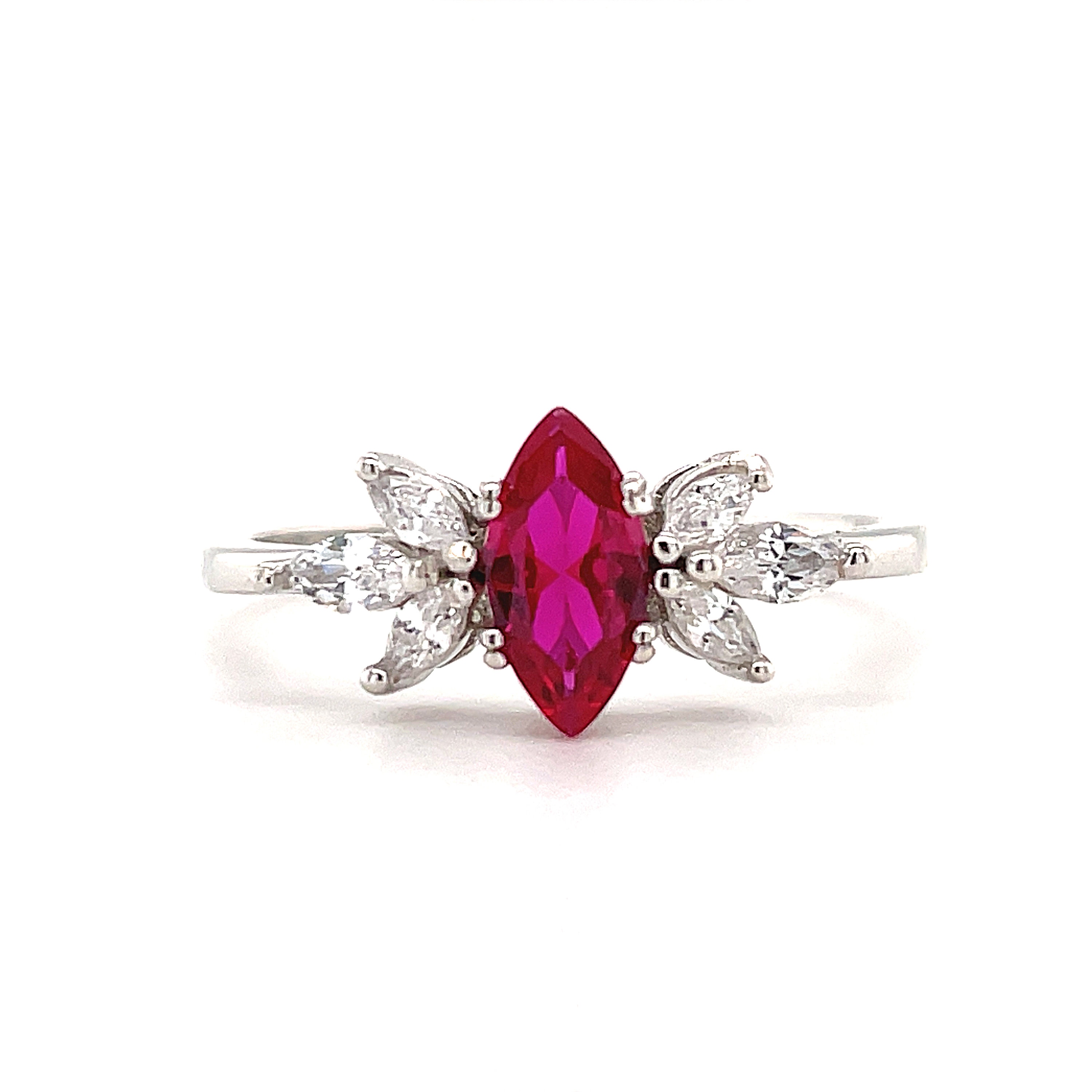 Ruby Marquise Art Deco Sterling Silver Engagement Ring - Etsy
