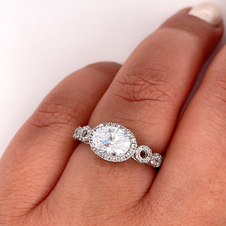 Horizontal Oval Engagement Ring Diamond Sideways Oval Ring - Etsy