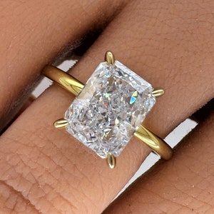 3.00ct Crushed Ice Engagement Ring, Radiant Cut Crushed Ice Solitaire ...