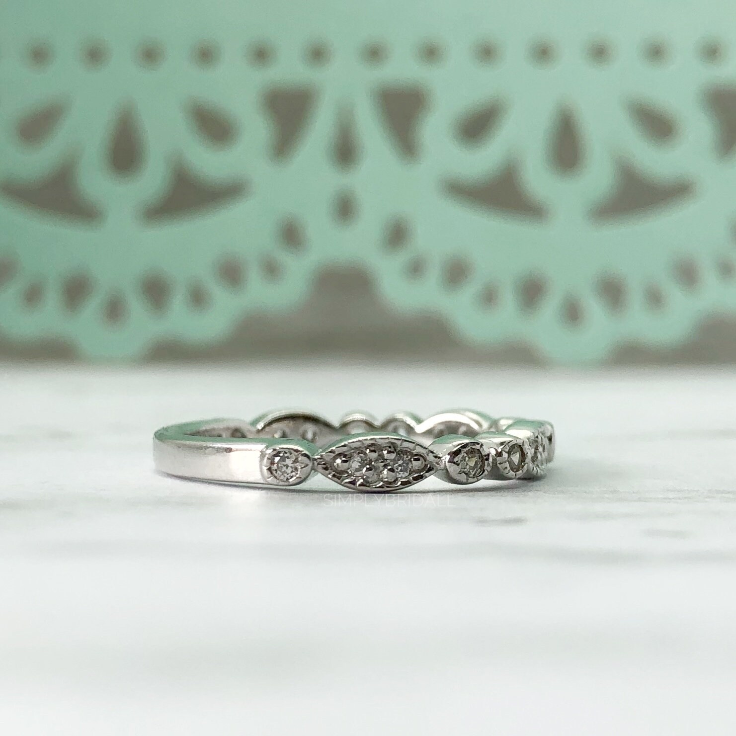 Art Deco Band 1/2 Eternity Band Art Deco Wedding Band - Etsy