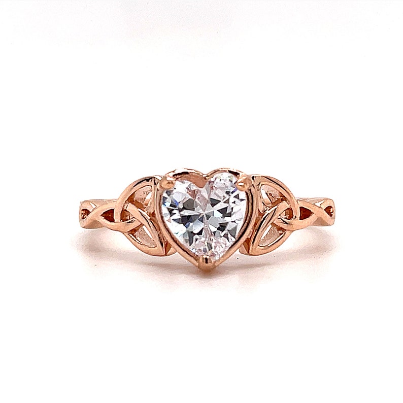 14k Heart Celtic Knot Promise Ring, 14k Real Gold Triquetra Ring ...