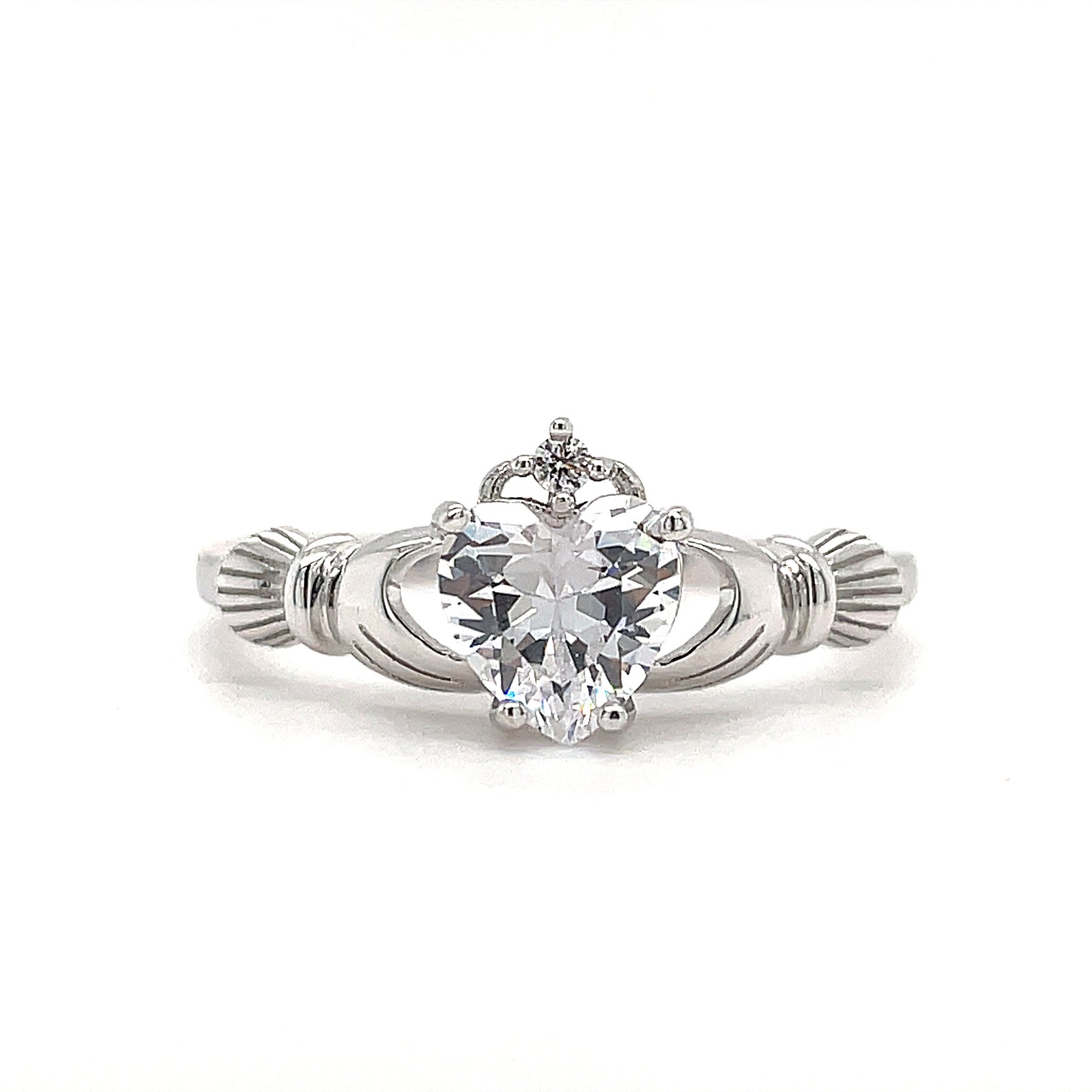 Irish Claddagh Promise Ring Heart Simulated Diamond Accent - Etsy