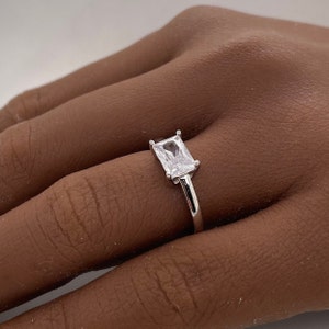 1.00ct Horizontal Radiant Diamond Ring, Radiant Cut Horizontal ...