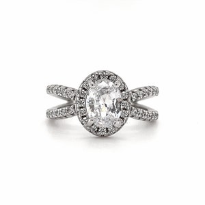 Oval Halo Infinity Diamond Engagement Ring, Oval Halo X Design Wedding ...