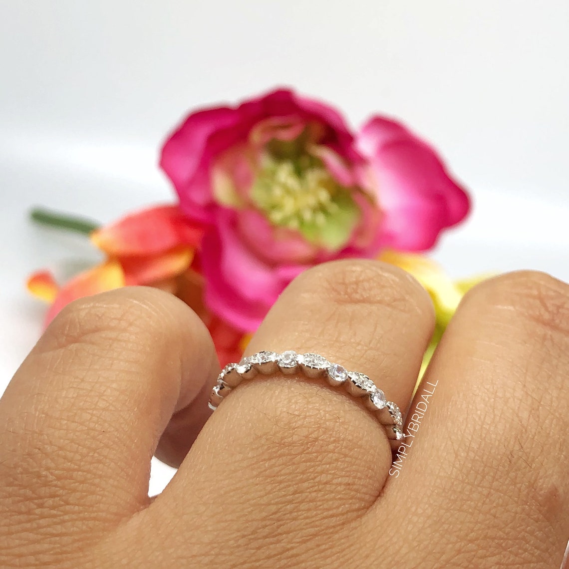 Micro Silver Art Deco Band Sterling Silver Wedding Band Small | Etsy