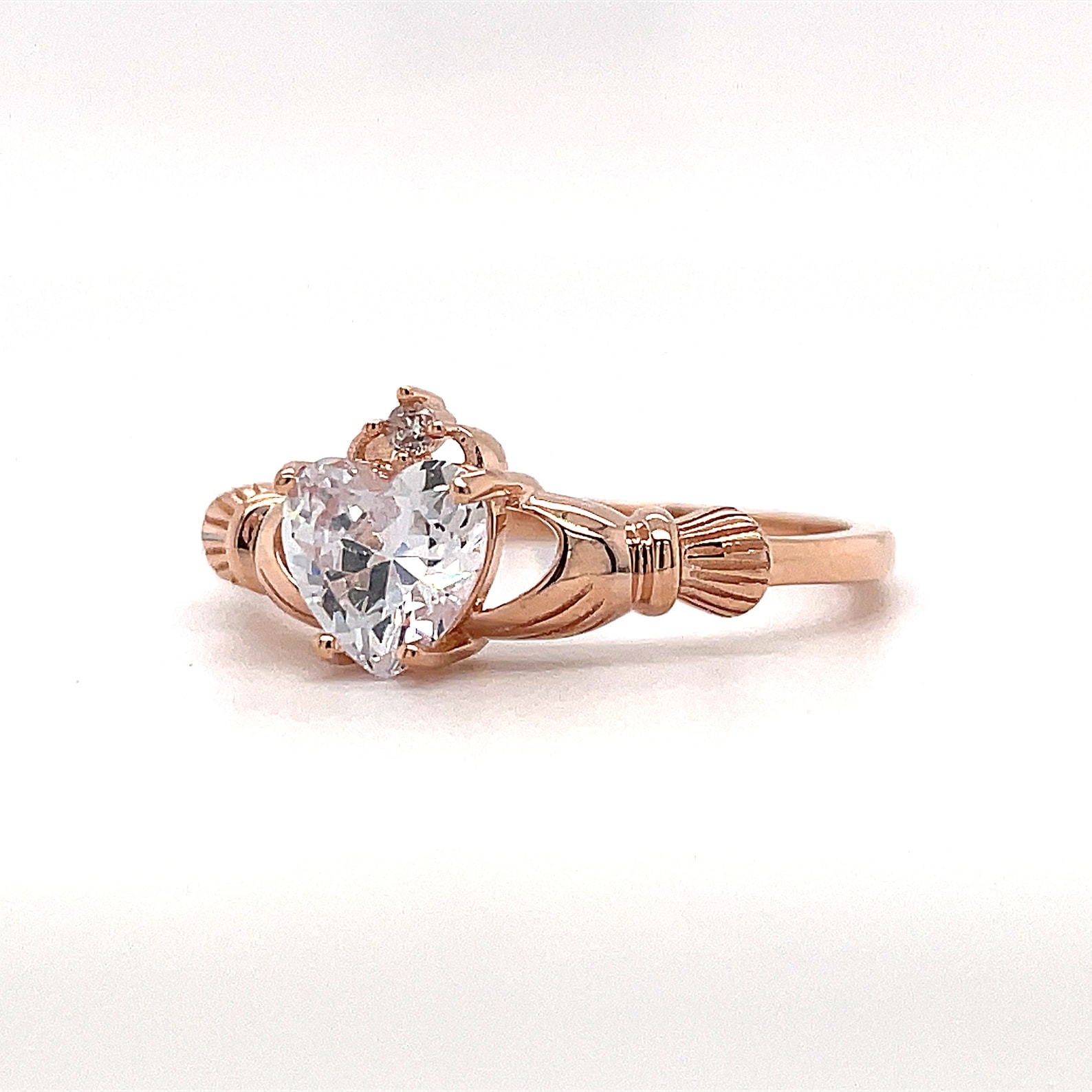 Irish Claddagh Promise Ring Heart Simulated Diamond Accent - Etsy