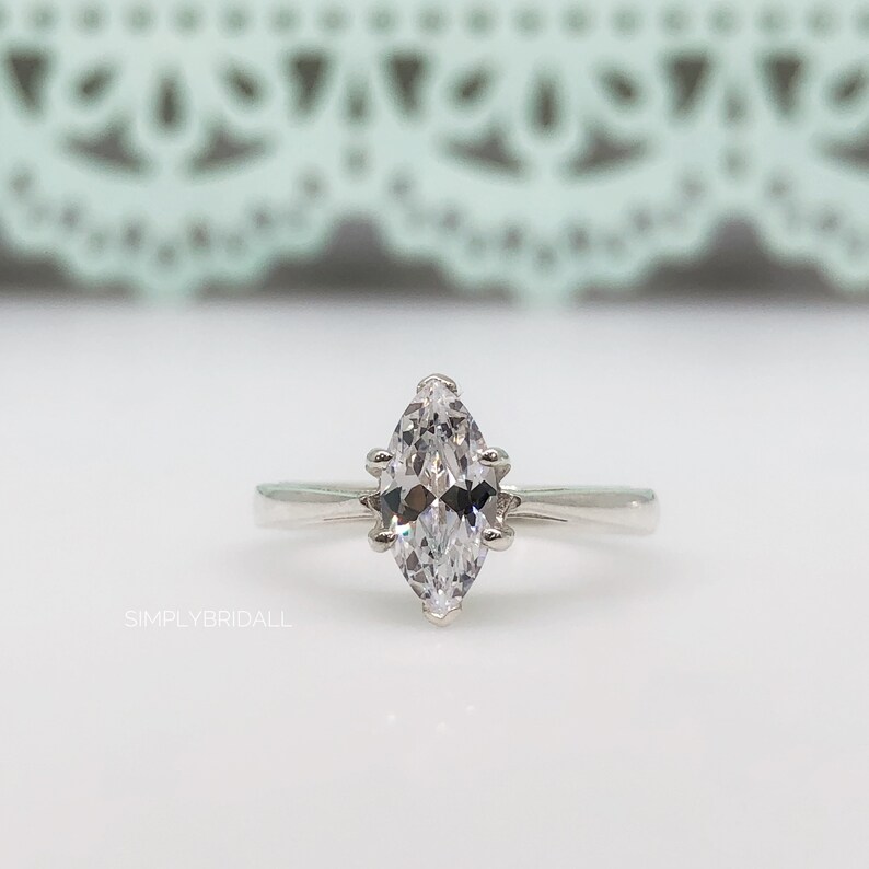 1.00ct Marquise Solitaire Engagement Ring Marquise Ring | Etsy
